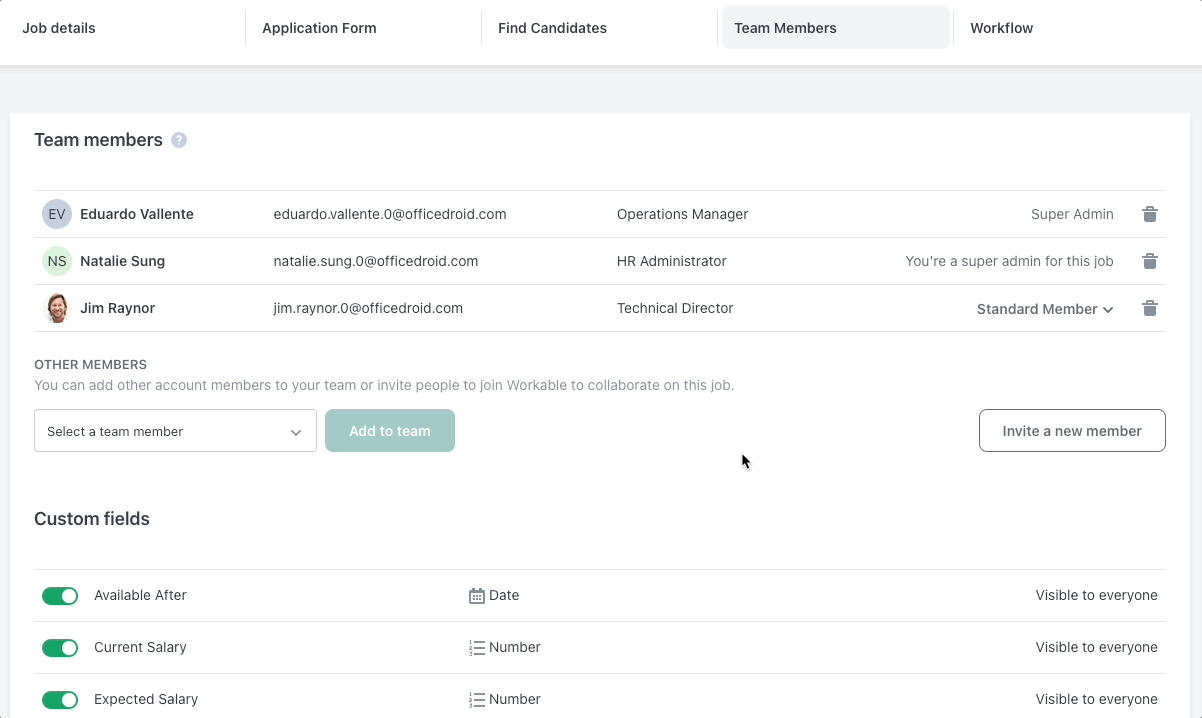How do I change a team member's role for a job? – Workable Help