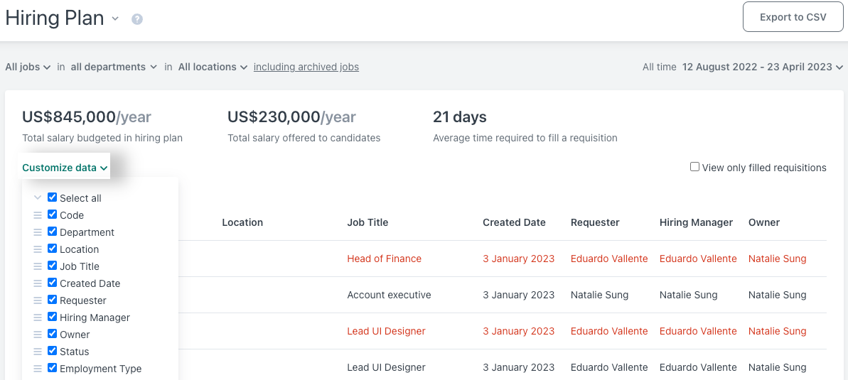 Using the Hiring Plan report – Workable Help