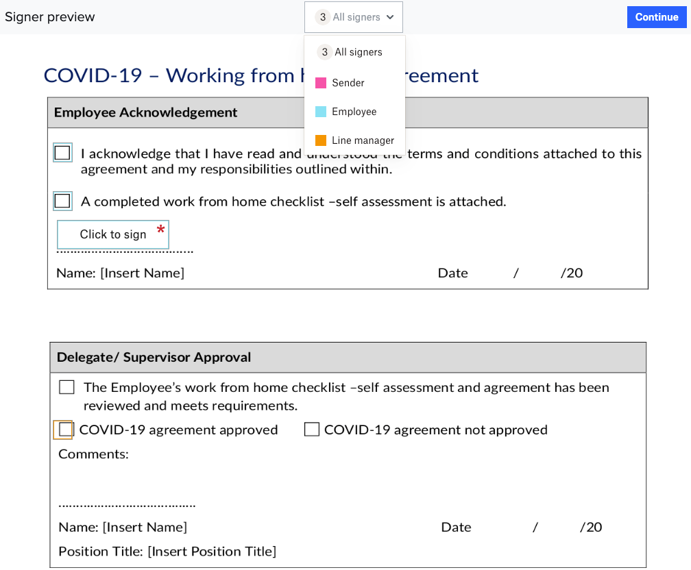 Document templates for employee signature requests – Workable Help