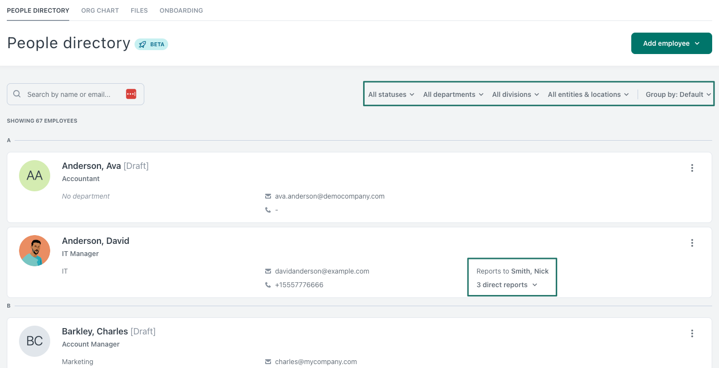 Viewing the Employee Directory and Org Chart – Workable Support