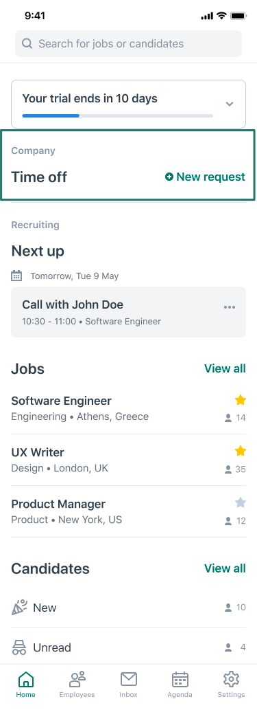 Requesting time off – Workable Support