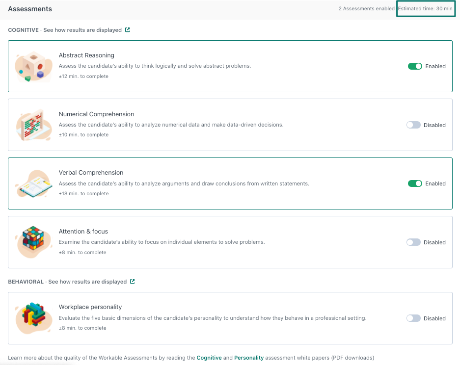 Setting up Workable Assessments in a stage – Workable Help