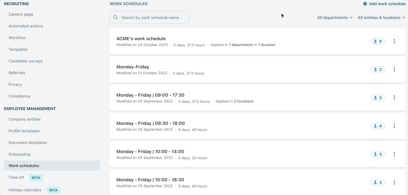 Adding and managing work schedules – Workable Support