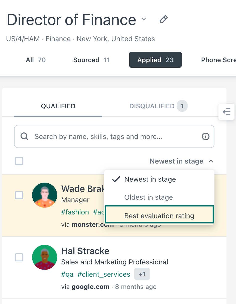 How do I sort candidates based on evaluation ratings? – Workable Support