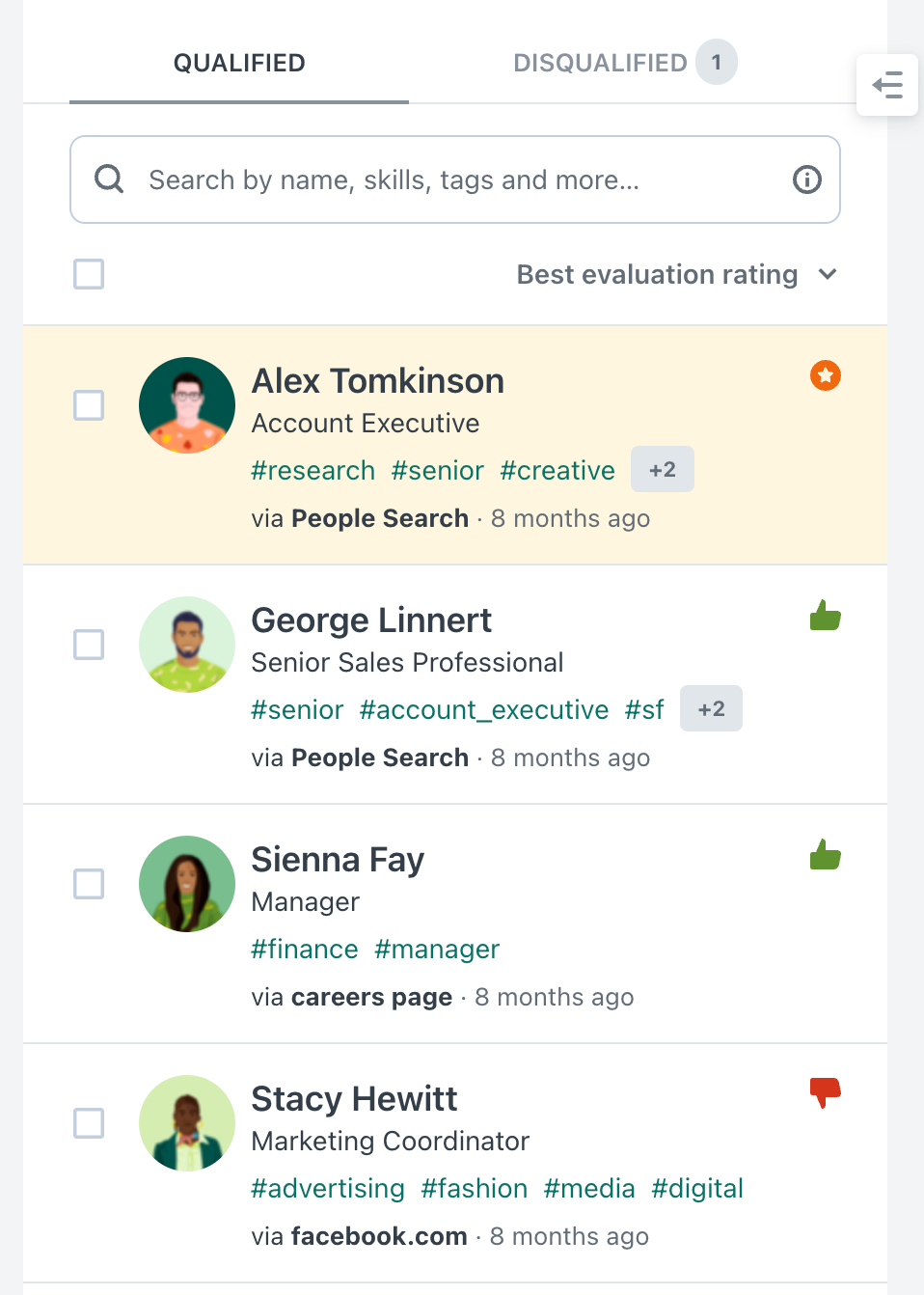 How do I sort candidates based on evaluation ratings? – Workable Support