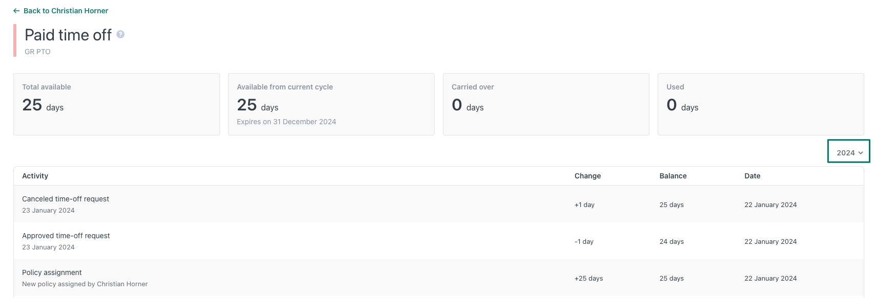 Viewing employee's time off (balances, history) – Workable Help