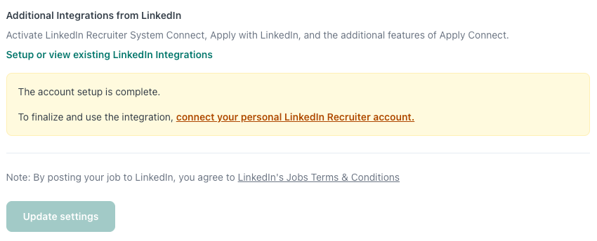 Connecting Your Personal Linkedin Recruiter Account As An Account