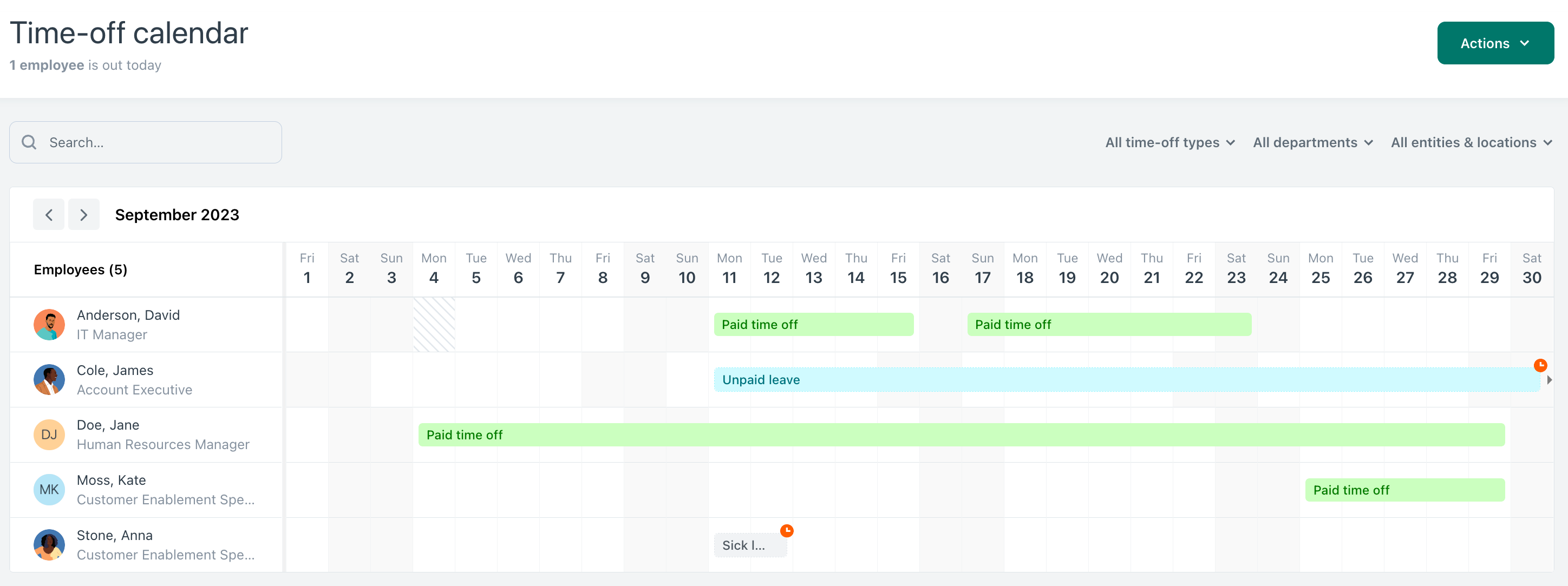 'Time-off' company calendar – Workable Help