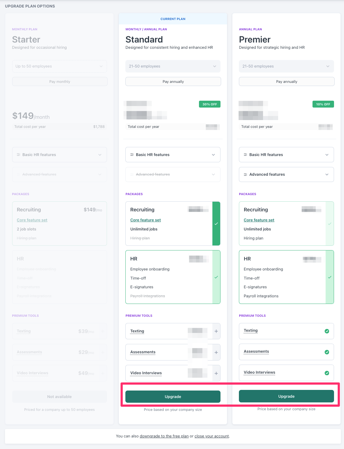 Managing plan & package transitions: upgrades/downgrades – Workable Support
