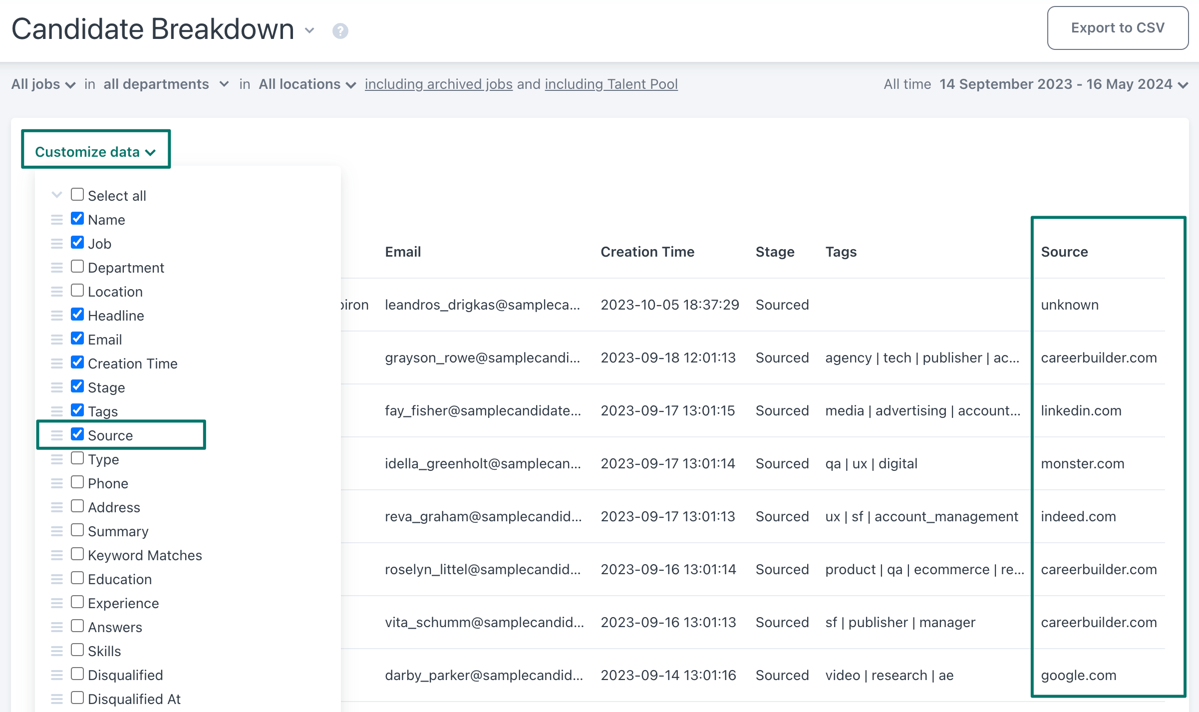 Tracking candidate sources – Workable Help
