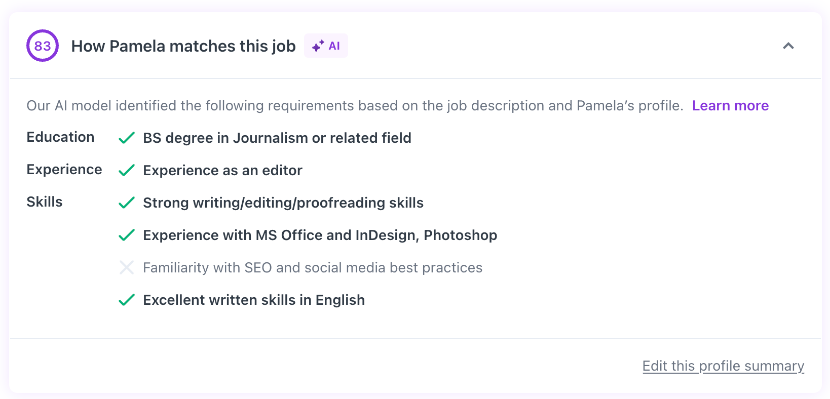 Using the Screening Assistant (AI-powered) – Workable Help