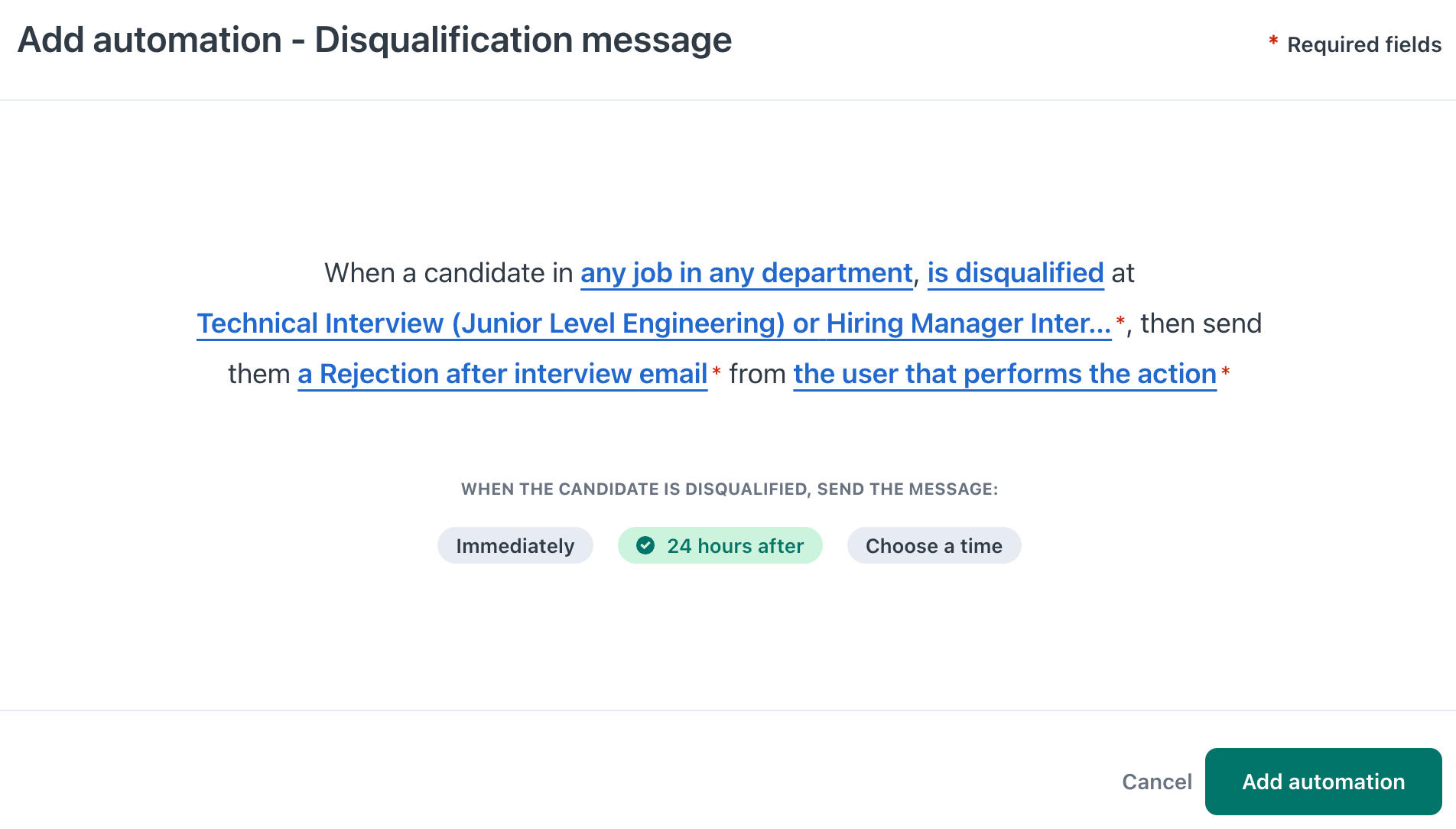 Setting up automated actions – Workable Help