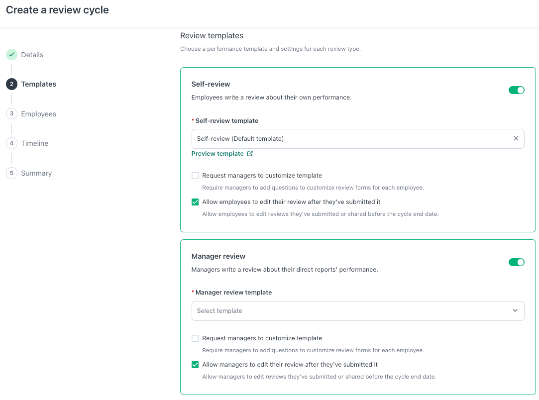 Creating and managing performance review cycles – Workable Help