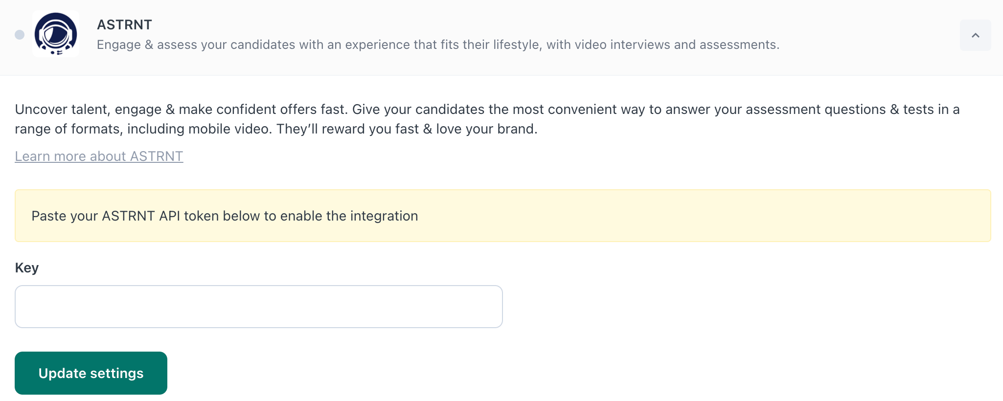 Integrating with ASTRNT – Workable Help