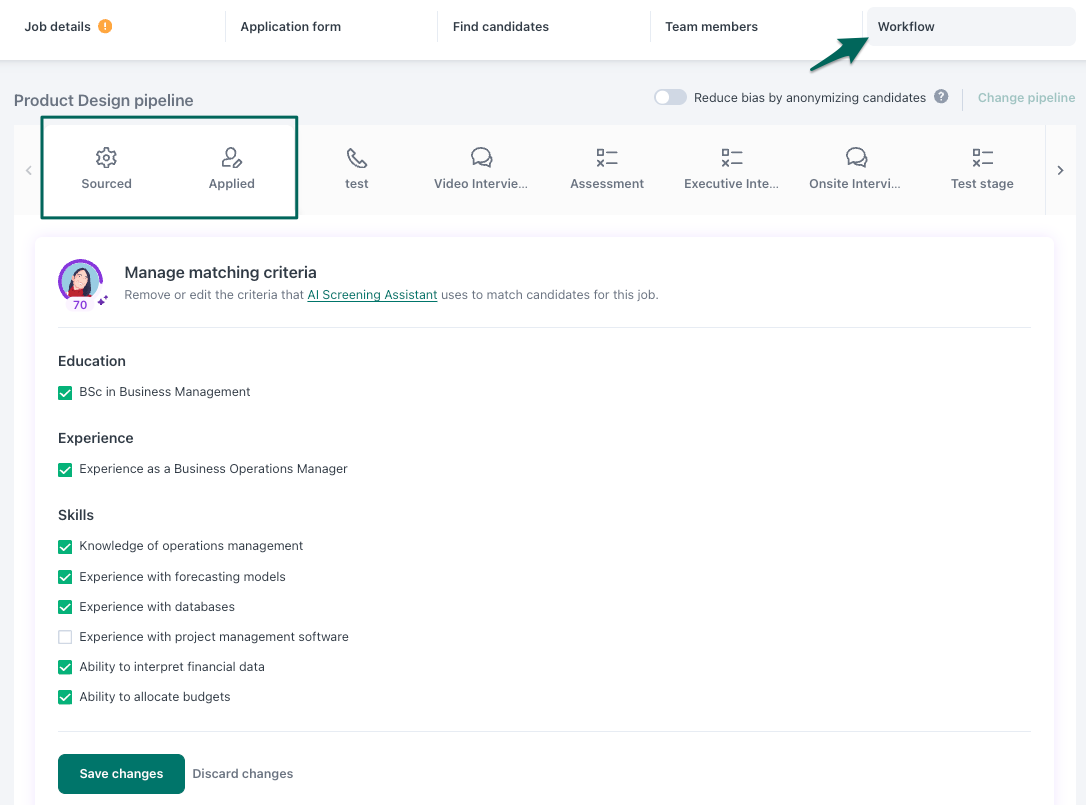 Using the Screening Assistant (AI-powered) – Workable Help