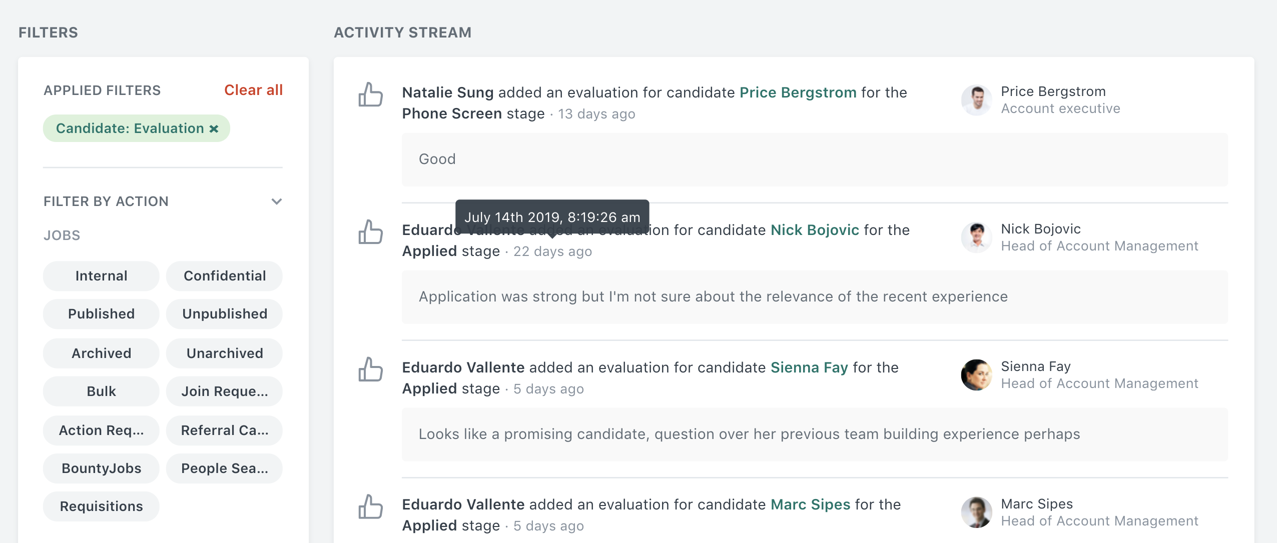 Using the Activity Stream – Workable Support