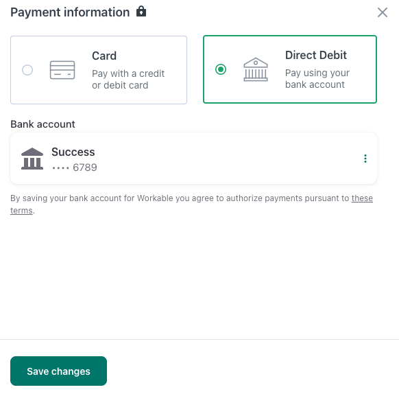 Adding a Direct Debit payment method (US only) – Workable Help