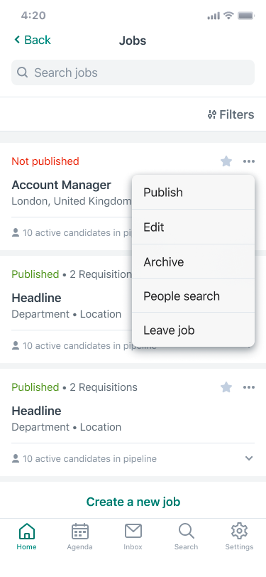 Creating and managing a job in the mobile apps – Workable Support